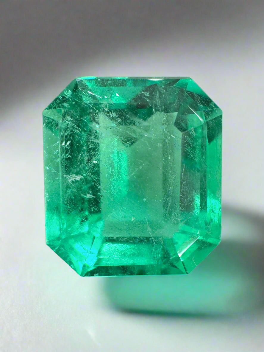 4.93 Carat 11x10 Yellowish Green Authentic Colombian emerald-Emerald C