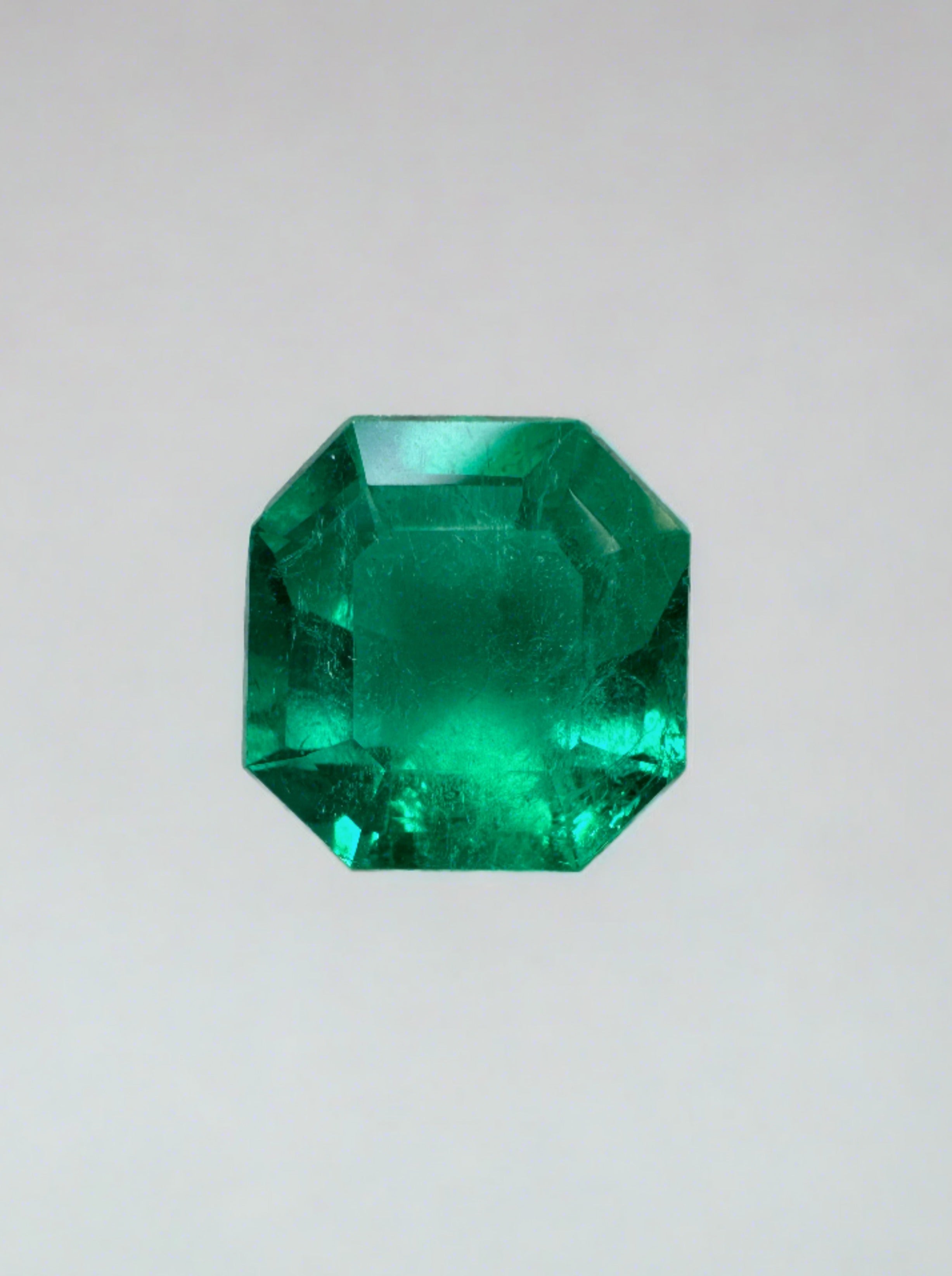 3.21 Carat 9.5x9.5 Octagonal Cut Green Natural Loose Colombian Emerald