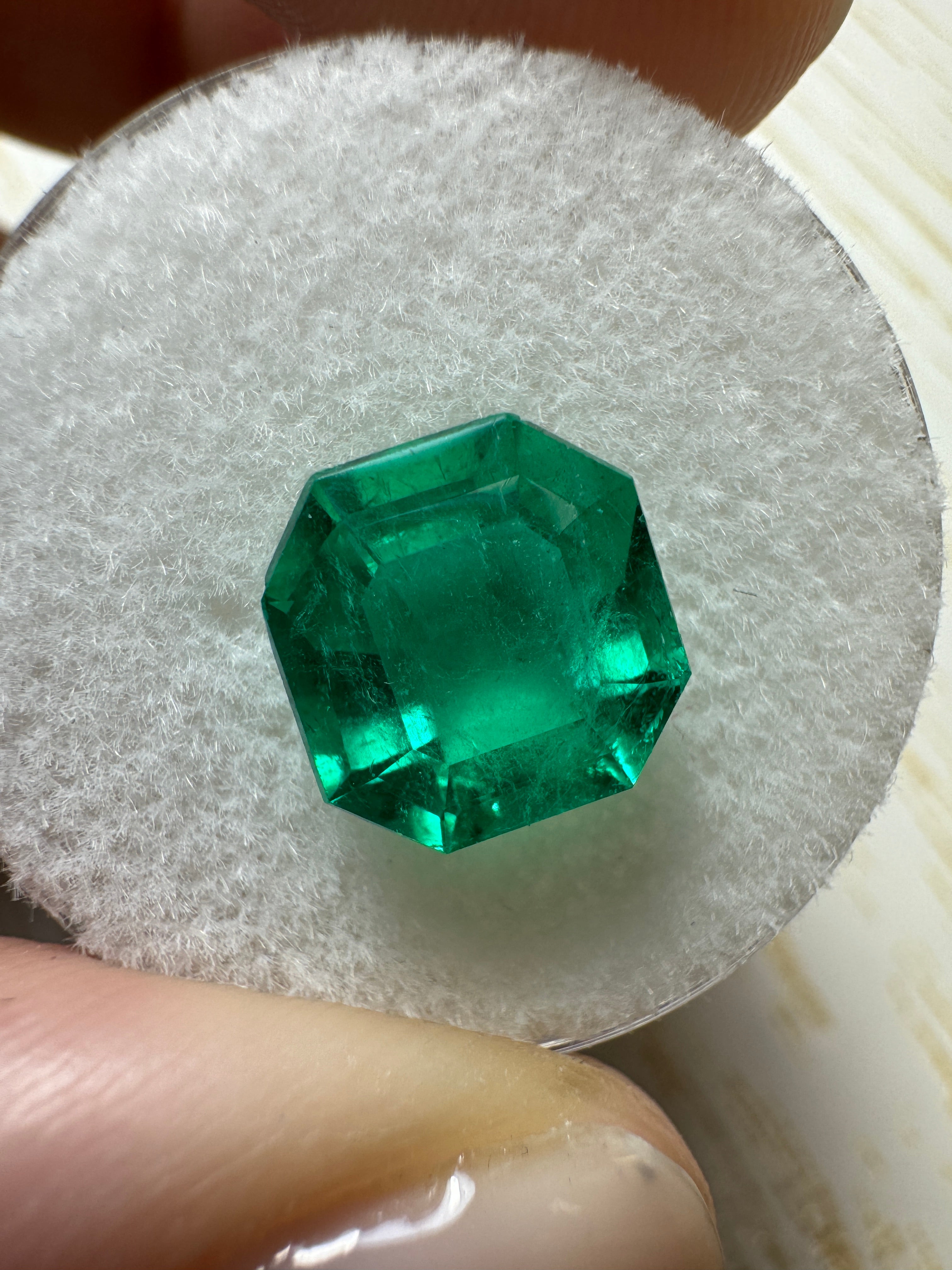 3.21 Carat 9.5x9.5 Octagonal Cut Green Natural Loose Colombian Emerald