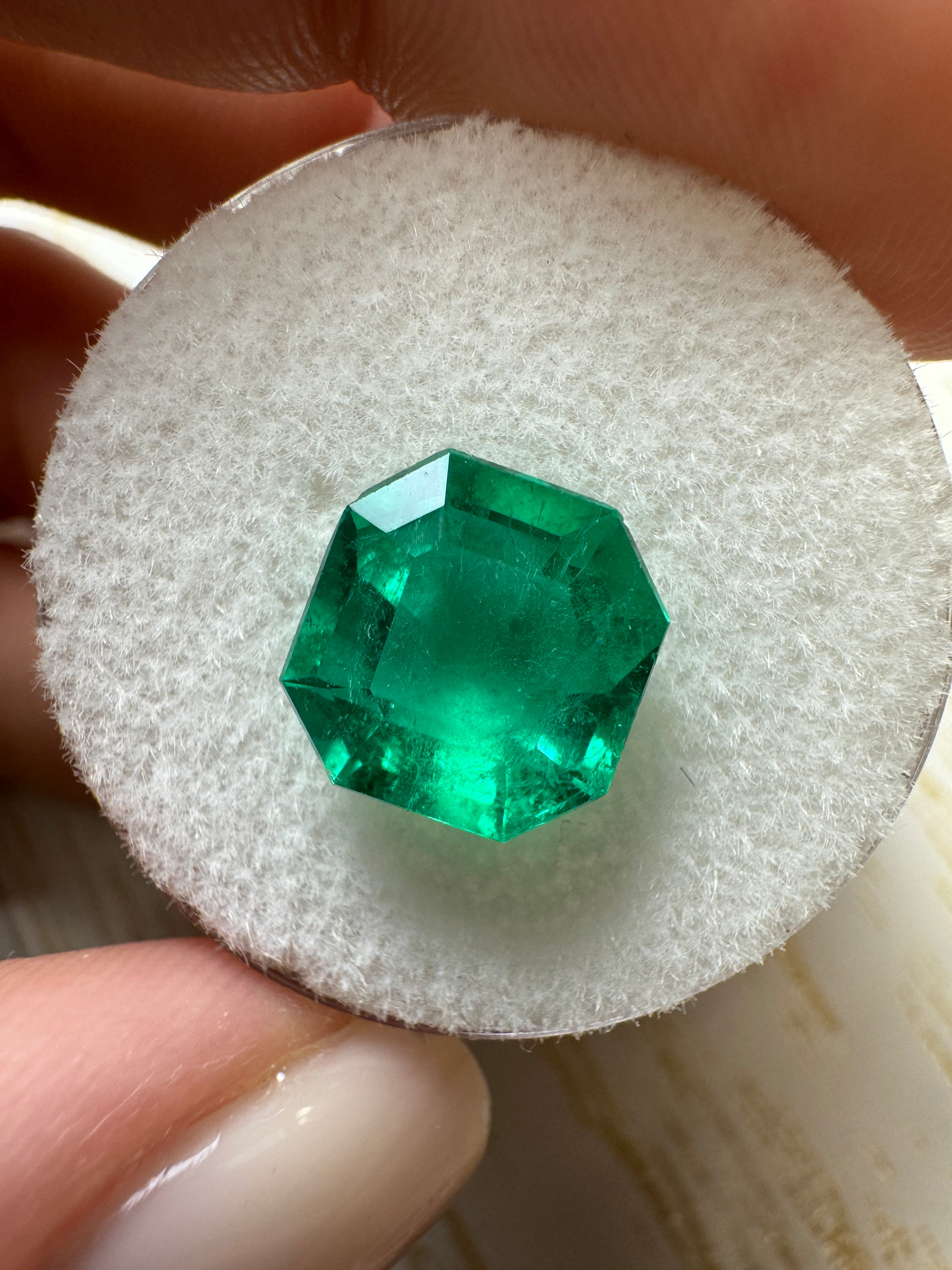 3.21 Carat 9.5x9.5 Octagonal Cut Green Natural Loose Colombian Emerald
