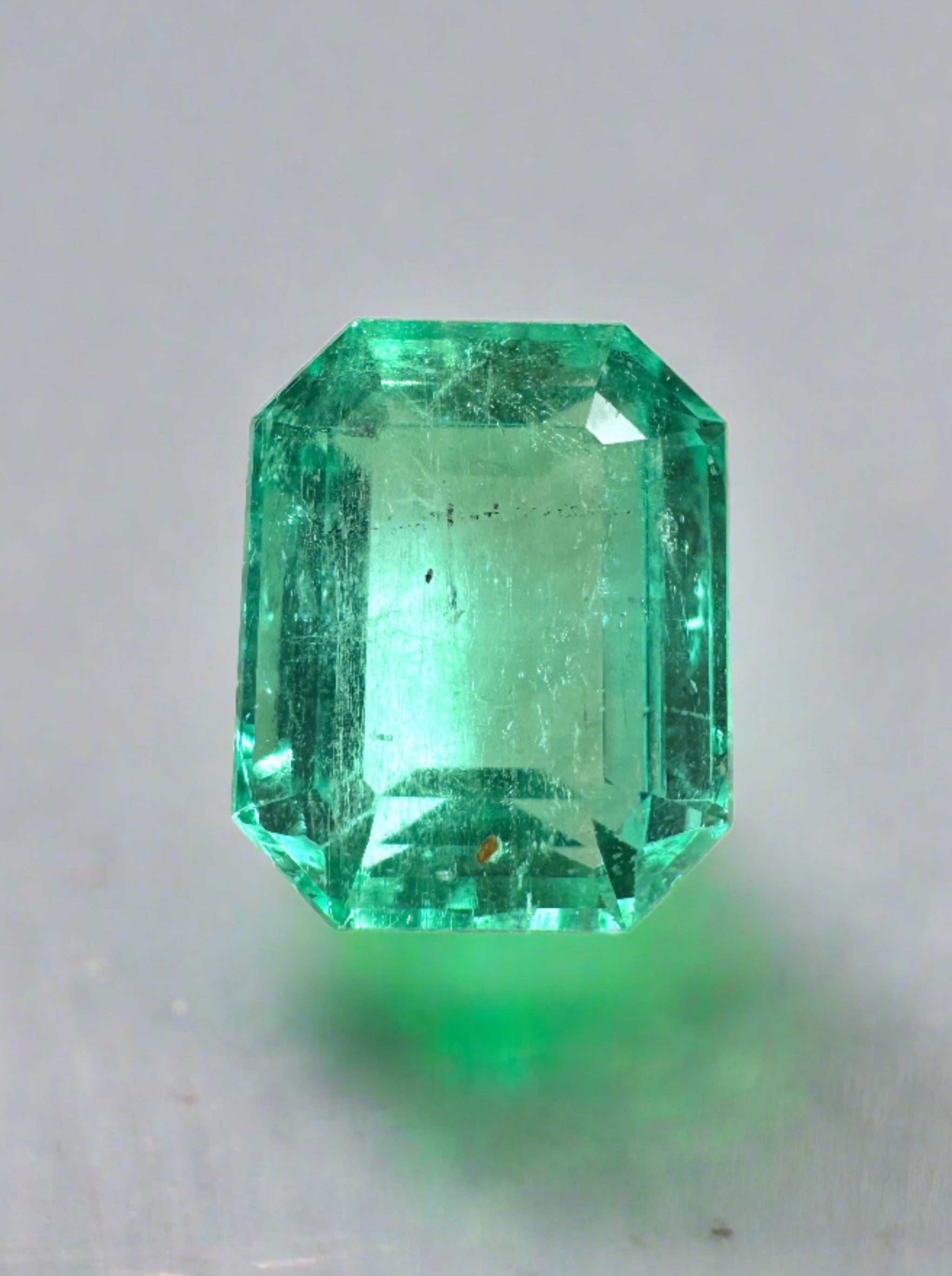 3.76 Carat 10.3x8.3 Transparent Green Natural Loose Colombian Emerald-