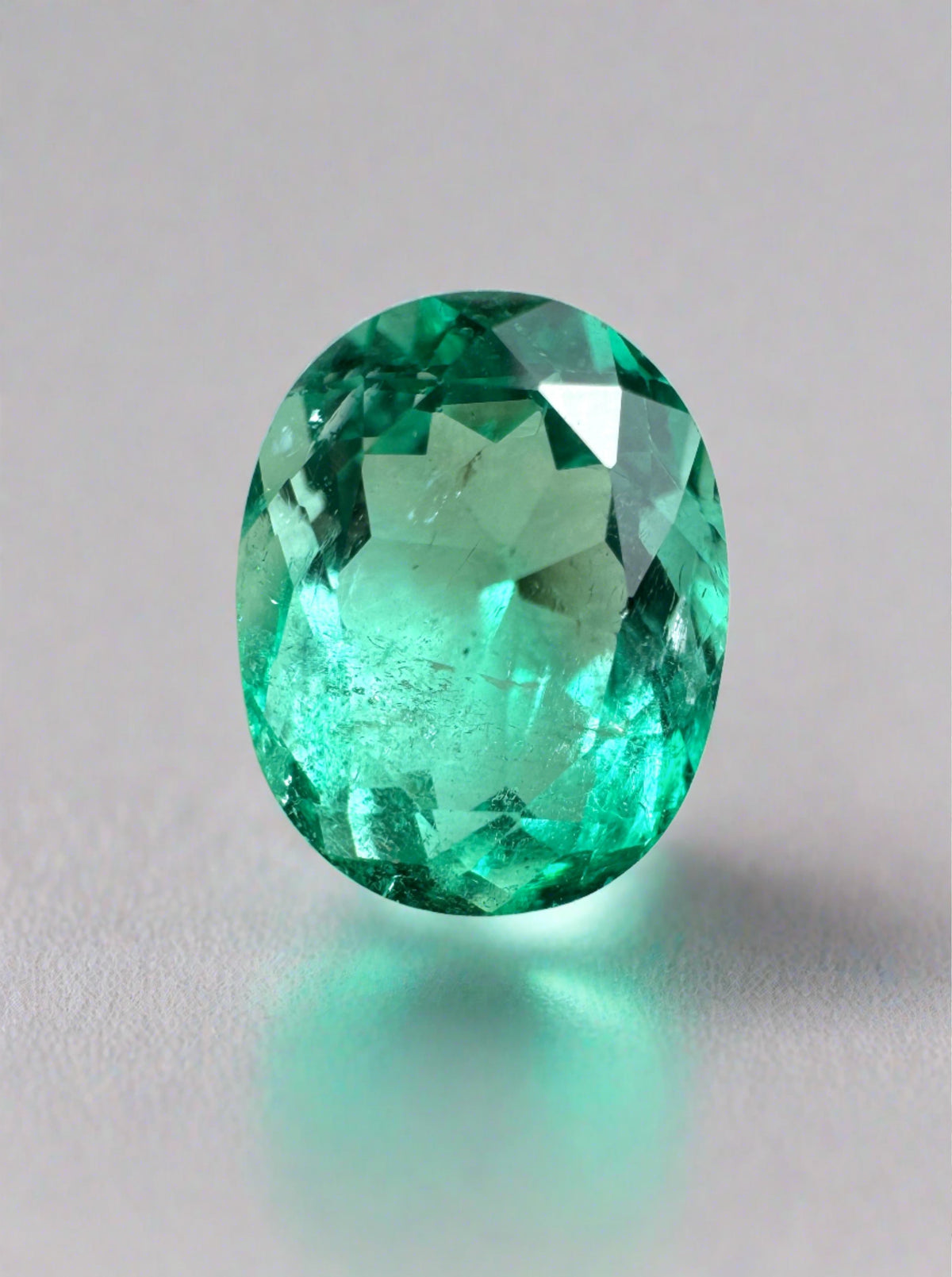 1.72 Carat 9x7 Crystalline Spring Green Natural Loose Colombian Emeral