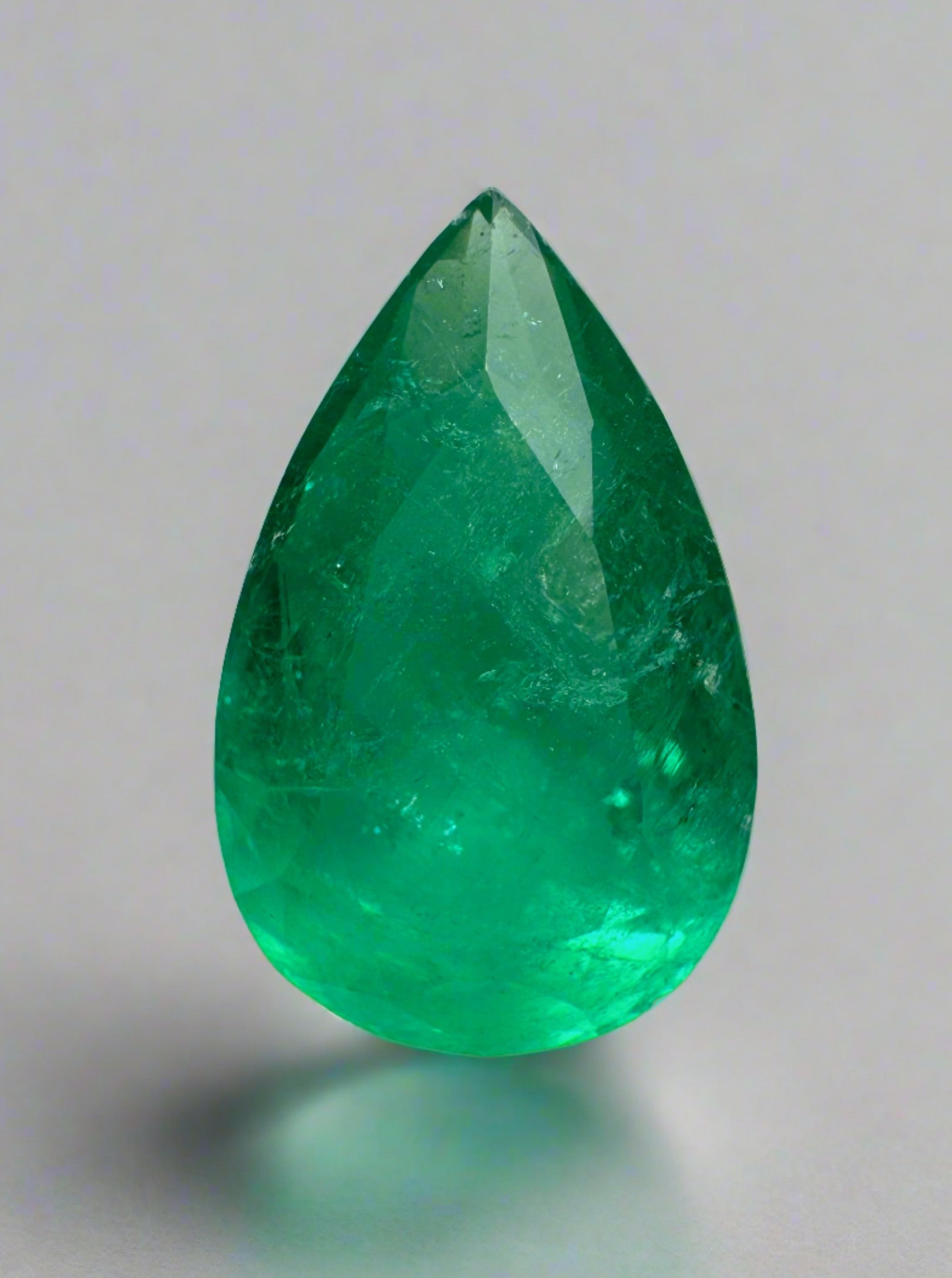 3.46 Carat 13x8 Grass Green Natural Loose Colombian Emerald-Pear Cut