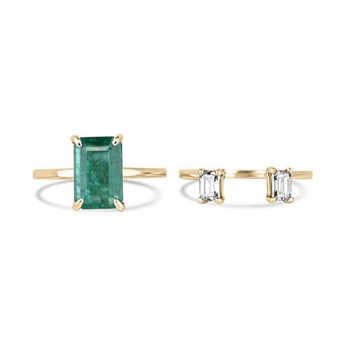 3.75tcw 14K Emerald & Diamond Convertible Three Stone Engagement Ring