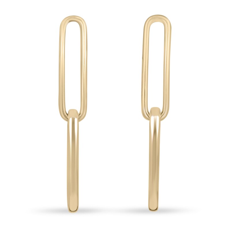 4.0 Grams 14K Yellow White Rose Gold Solid Double Paperclip Dangle Lad